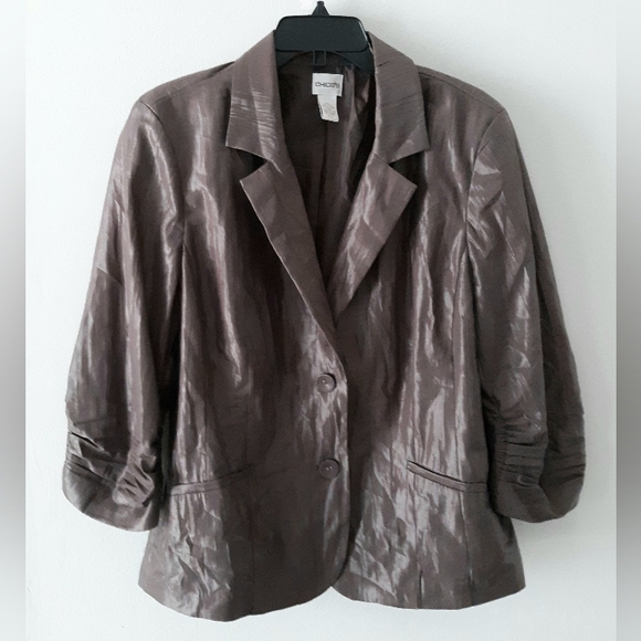 Chico's | Jackets & Coats | Chicos Shiny Brown Blazer Xl | Poshmark